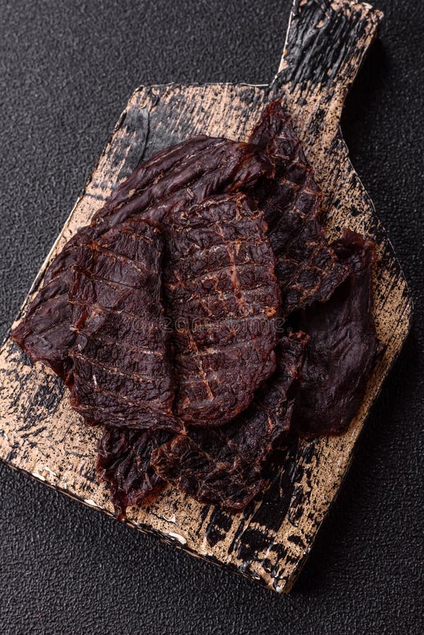 Snacks or Jerky, Beef Slice Meat Dried, Dehydrated. Beef Snack Stock ...