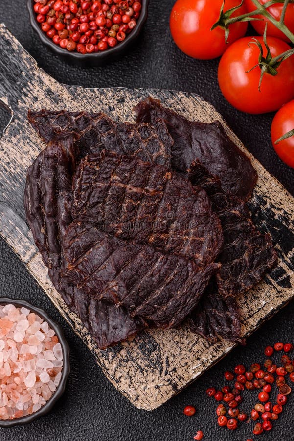 Snacks or Jerky, Beef Slice Meat Dried, Dehydrated. Beef Snack Stock ...