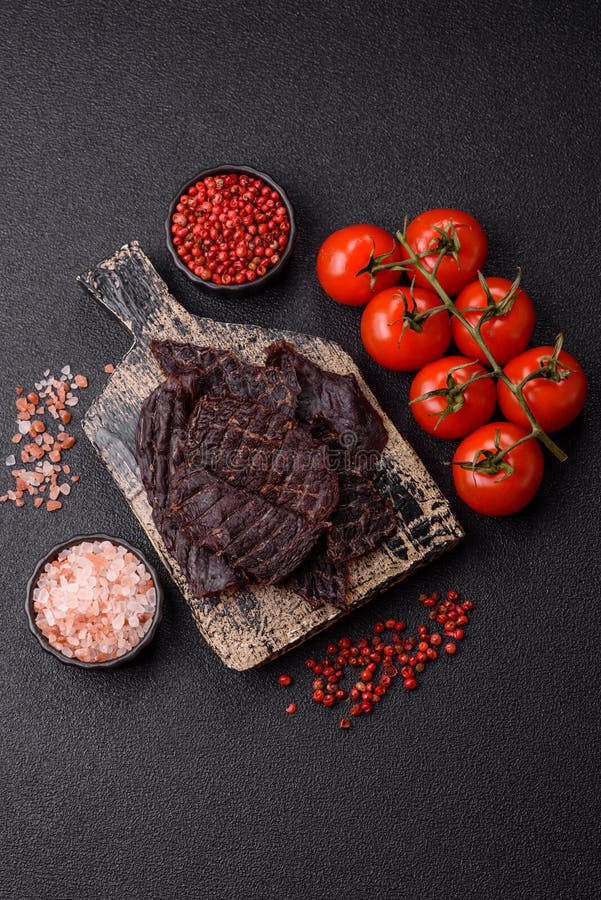 Snacks or Jerky, Beef Slice Meat Dried, Dehydrated. Beef Snack Stock ...