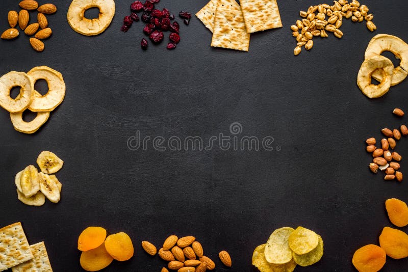Snacks Mix Frame Top View. Nuts and Dried Fruits with Crackers, Copy ...
