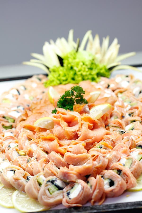 Snacks and Tasty Morsels in a Buffet Stock Photo - Image of meat, fish ...
