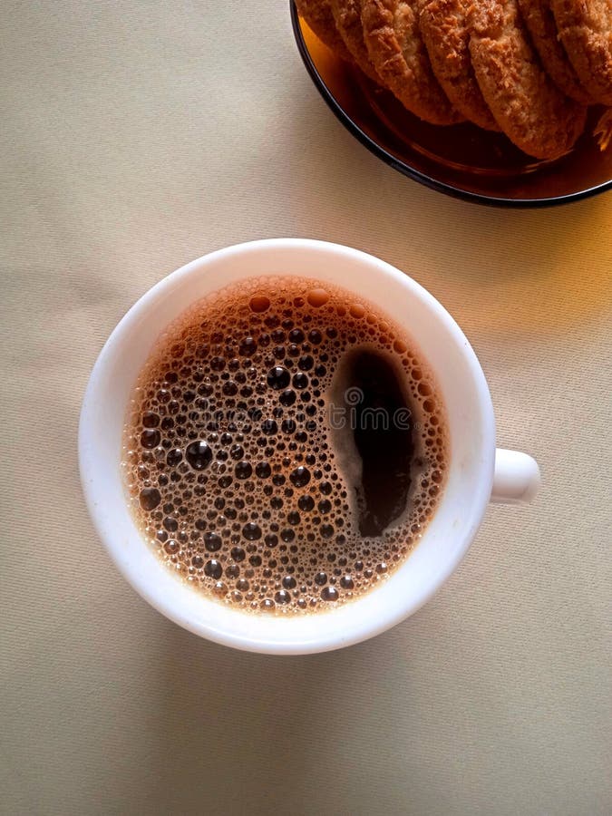 Snacks Time with Biscuits and Black Sugarless Coffee Stock Photo - Image of cappuccino ...