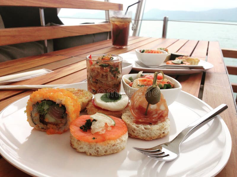 Snacks on yacht stock photo. Image of thailand, maki - 64797936