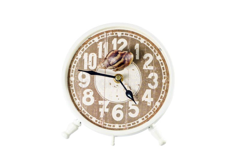 Snail on an Alarm Clock, Time Concept.Clipping Path Stock Image - Image ...