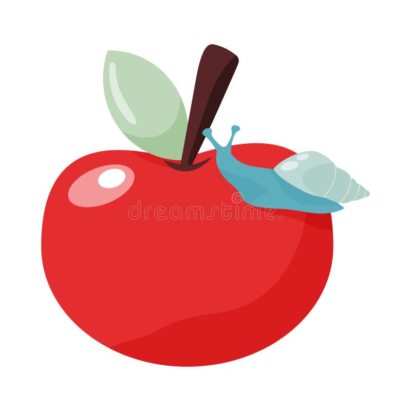 Snail on an Apple Colourful Handdrawn Illustration. Stock Vector ...