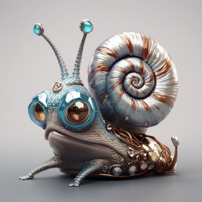 A Snail with Big Eyes and a Shell, AI Stock Photo - Image of humor ...