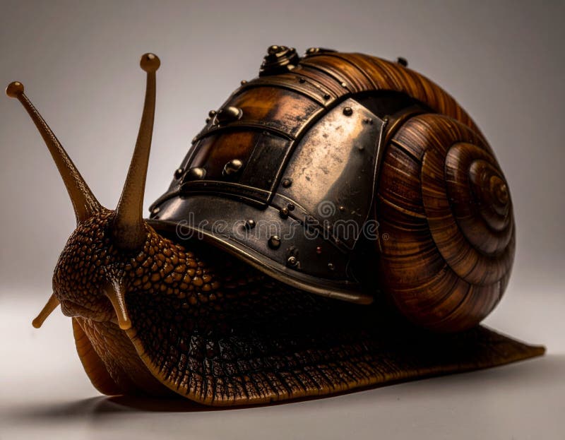 Snail in Bronze Armor Closeup Studio Shot Stock Illustration ...