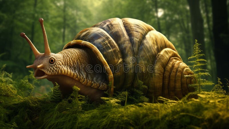 Giant Tiger Land Snail: a Majestic Creature in the Forest Stock ...