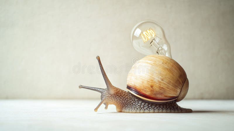 Snail Carries a Light Bulb As Its Unique Shell Stock Illustration ...