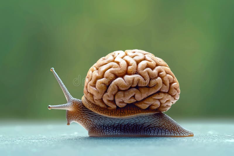 Snail Carrying Human Brain on His Back. Generative Ai Stock Image ...
