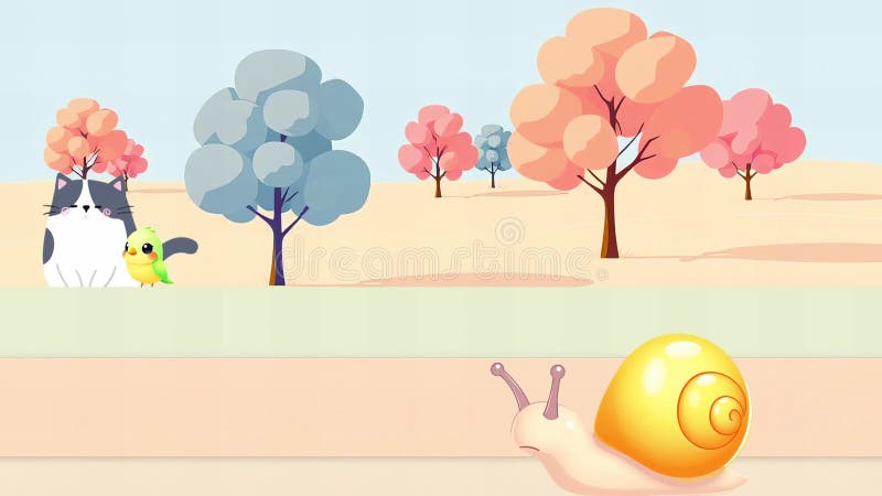 Snail Cat and Bird in Forest Background Animation Stock Footage - Video ...