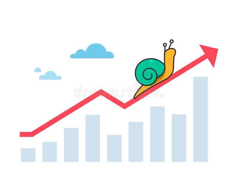 The Snail is Climbing a Rising Chart Stock Illustration - Illustration ...