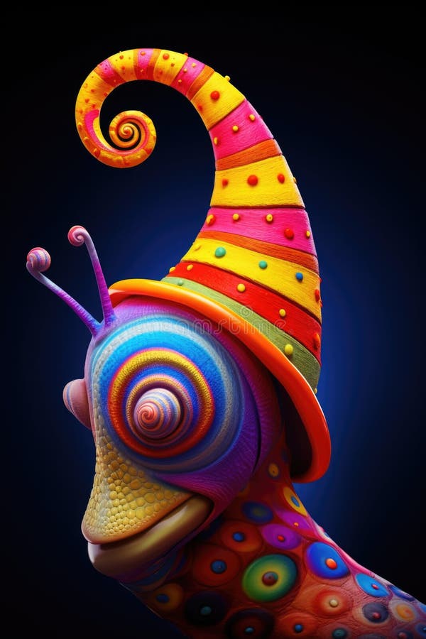 A Snail with a Colorful Hat on Its Head Stock Illustration ...