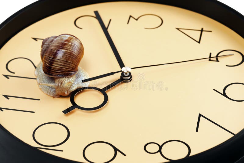 The Snail is Crawling on the Clock Face. Stock Image - Image of watch ...