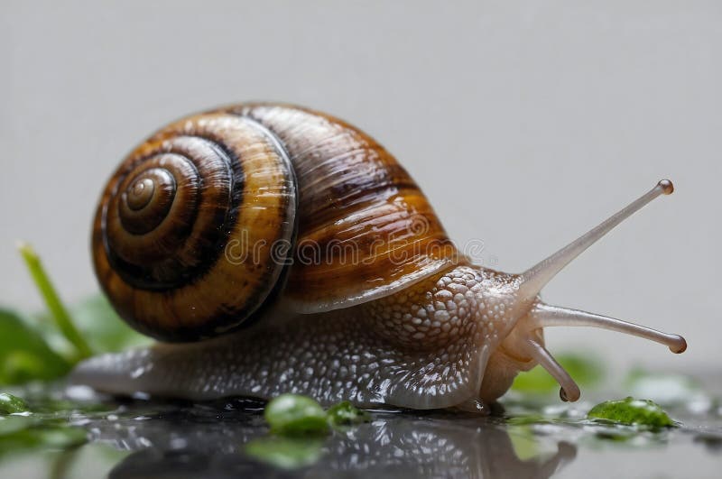The Snail is Crawling .Close-up Stock Illustration - Illustration of ...