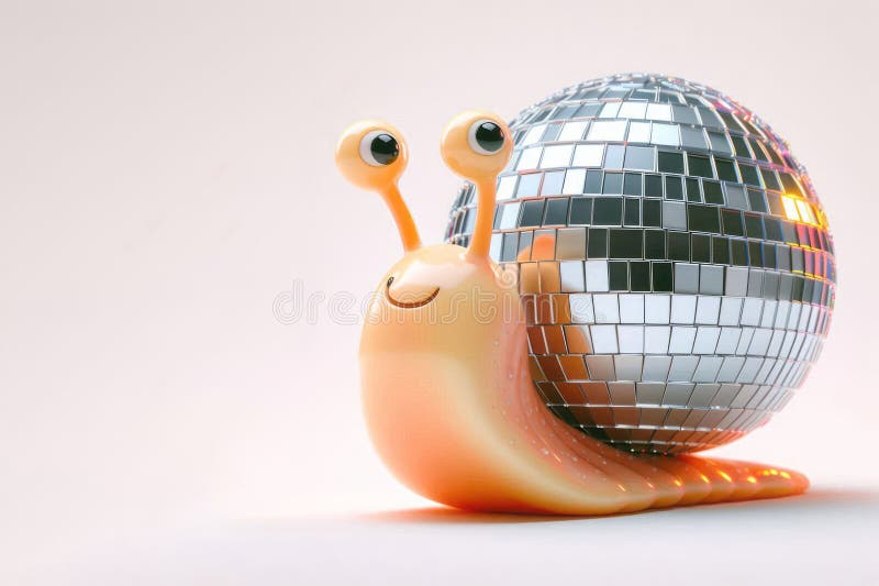 A Snail with a Disco Ball instead of a Shell. Space for Text. Stock ...