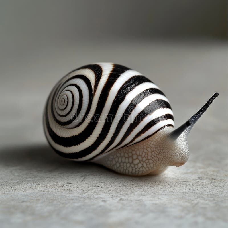 A Snail with Distinctive Black and White Stripes Moves Slowly Across a ...