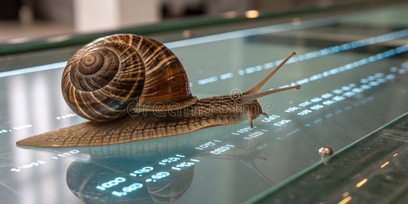 Snail Exploring a Digital Interface in a Modern Indoor Setting during ...
