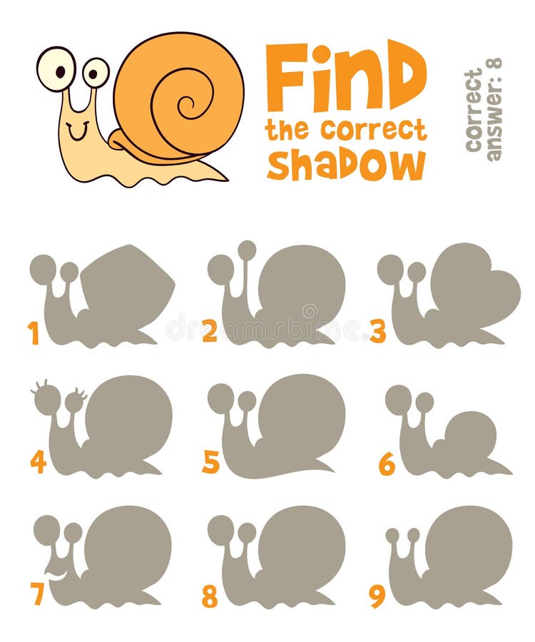 Snail - Find Two Same Objects. Educational Game for Children Stock ... Snail - Find Two Same Objects. Educational Game for Children Stock ...