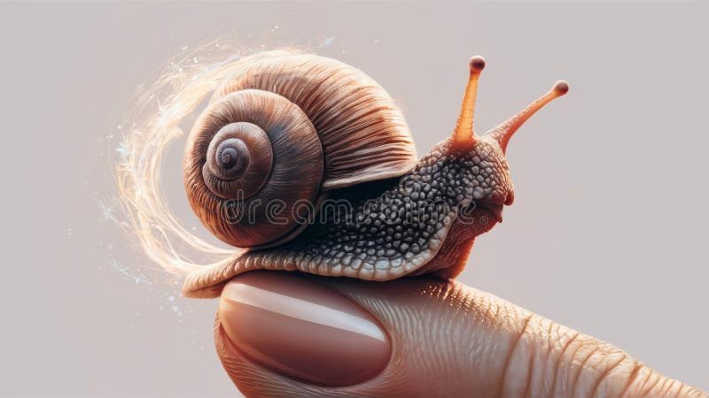 A Snail is on a Finger with an Orange Glow Around it, AI Stock Photo ...
