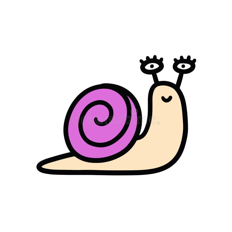 Snail Hand Drawn. Simple and Cute Illustrations in Vector Design Stock ...