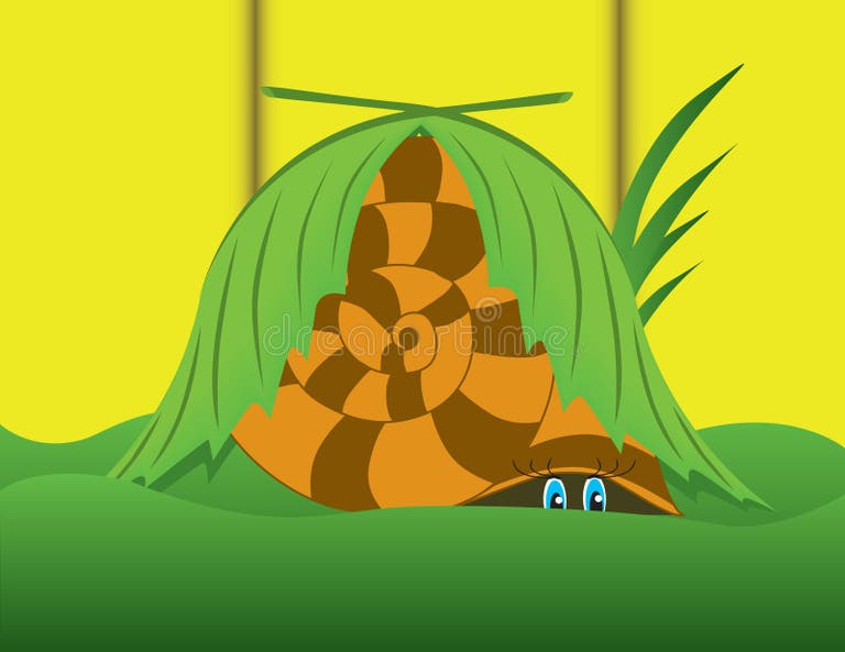 Snail hid from fear stock vector. Illustration of sheet - 18137502