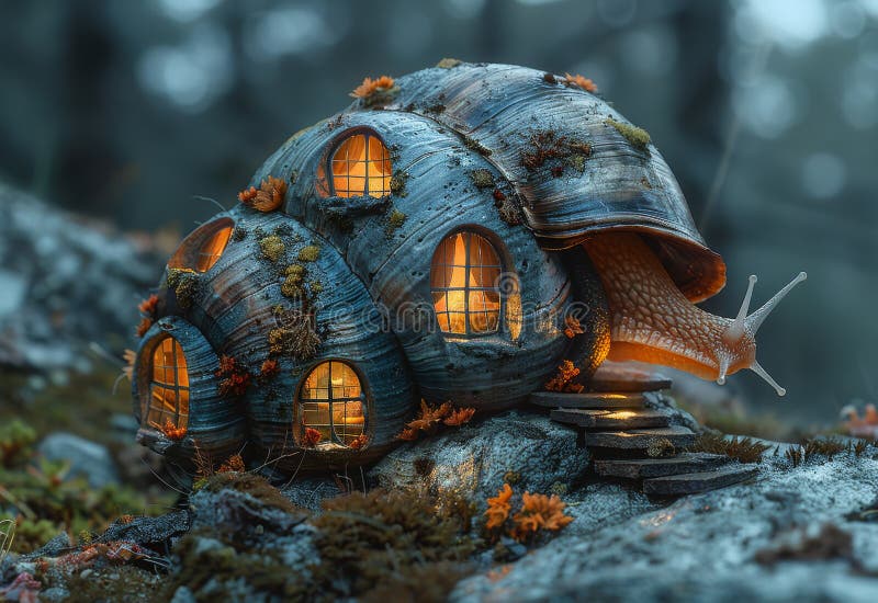 The Snail House in the Forest Stock Photo - Image of fairy, landscape ...