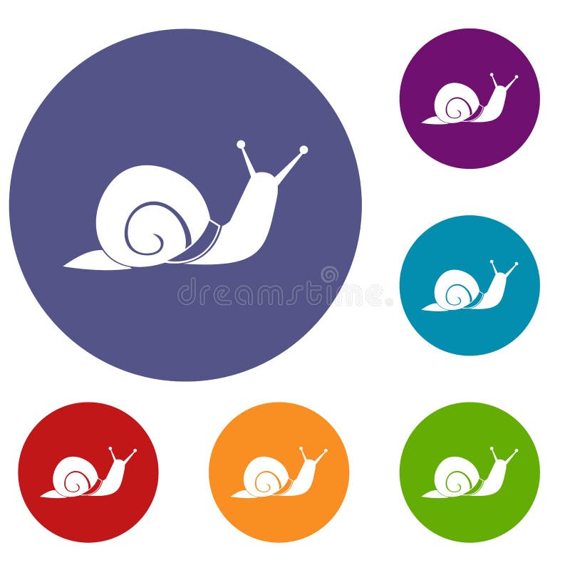 Snail icons set stock vector. Illustration of circle - 95957074
