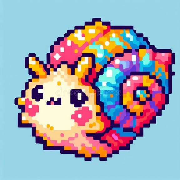Snail Illustrator Design with Colorful Shell,pixel Art Stock ...