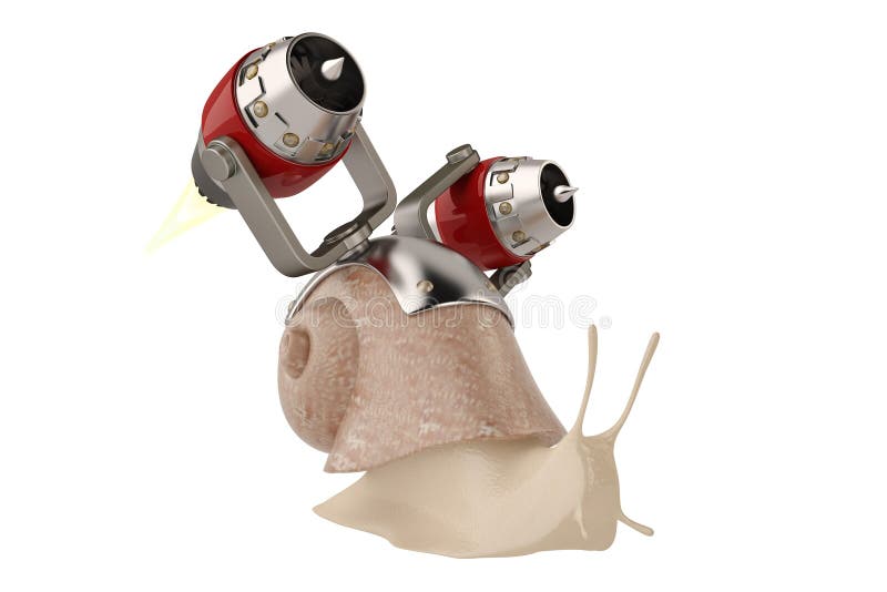 Snail with Jet Engine on White Background.3D Illustration. Stock ...