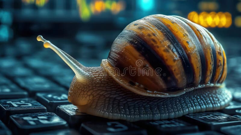 A Snail on a Keyboard stock video. Video of snail, technology - 389666763