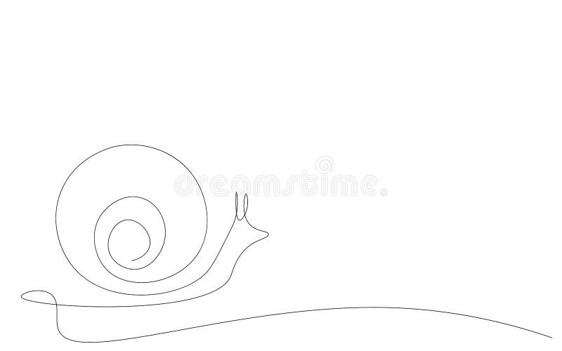 Snail One Line Drawing, Vector Illustration Stock Vector - Illustration ...