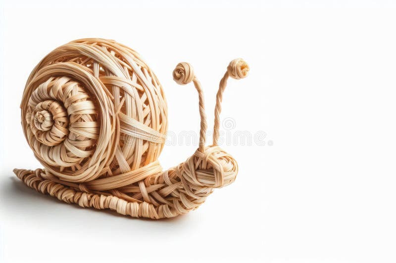 A Snail Made of Woven Straw Strips, on a Light Background. Space for ...