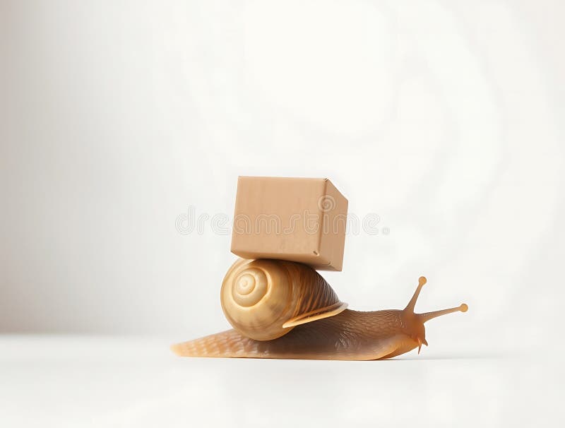 Snail Mail Delivery: a Whimsical, Brown Package on a Snail S Shell ...