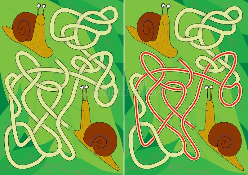 Snail maze stock vector. Illustration of path, maze, education - 51796147