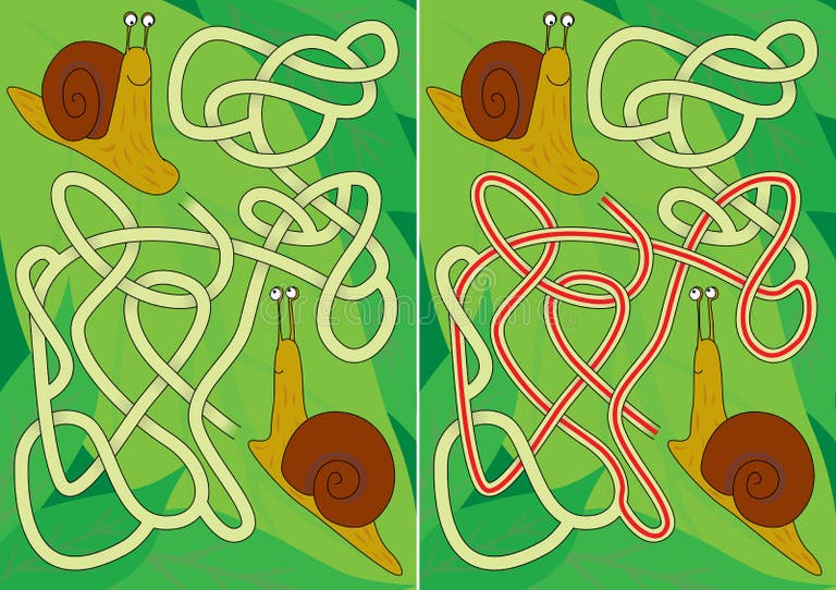 Snail maze stock vector. Illustration of path, maze, education - 51796147