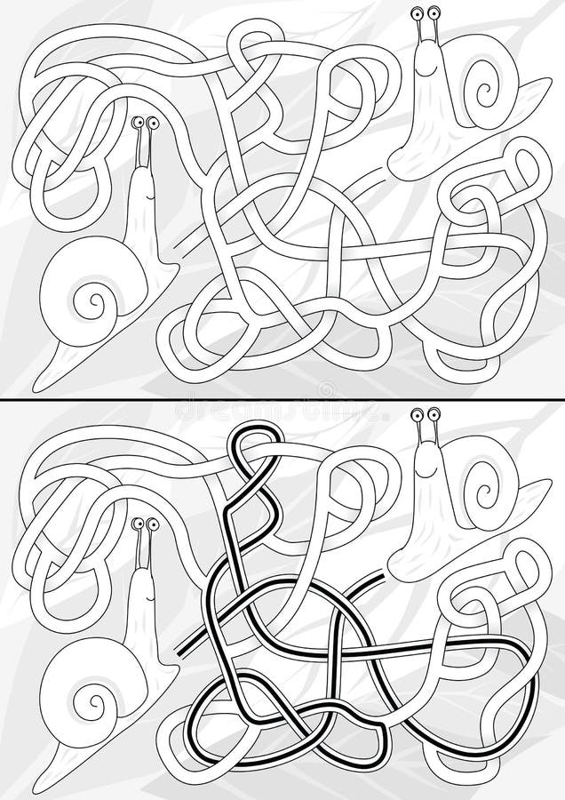 Snail maze stock vector. Illustration of cartoon, black - 113427828