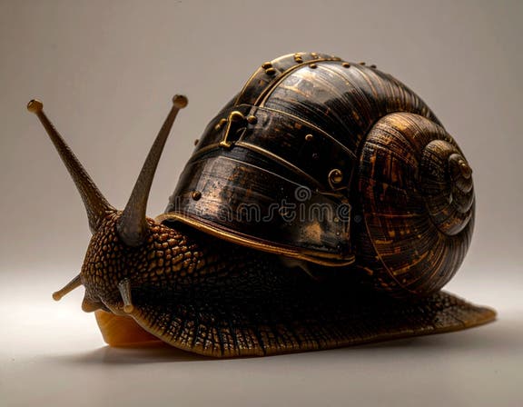 Snail in Metal Armor on White Background Stock Illustration ...