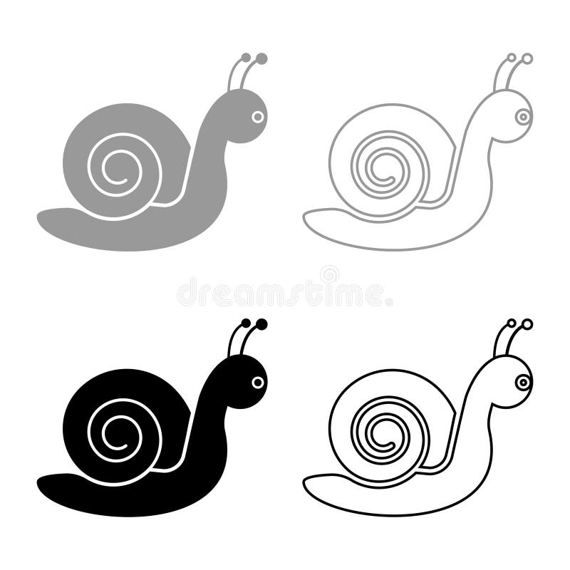 Snail Mollusc Set Icon Grey Black Color Vector Illustration Image Solid ...
