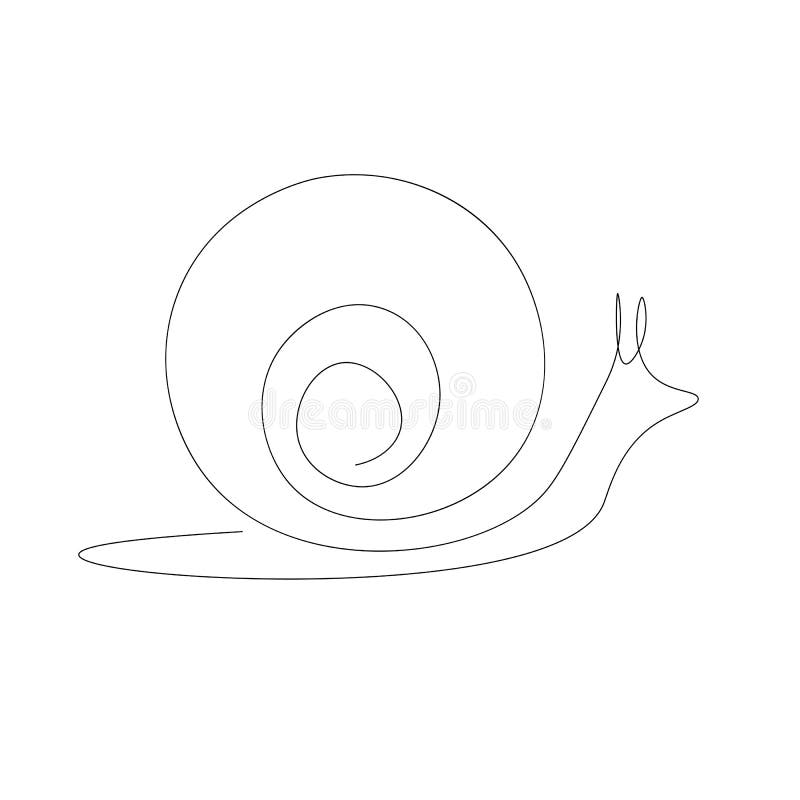 Snail One Line Drawing, Vector Illustration Stock Vector - Illustration ...