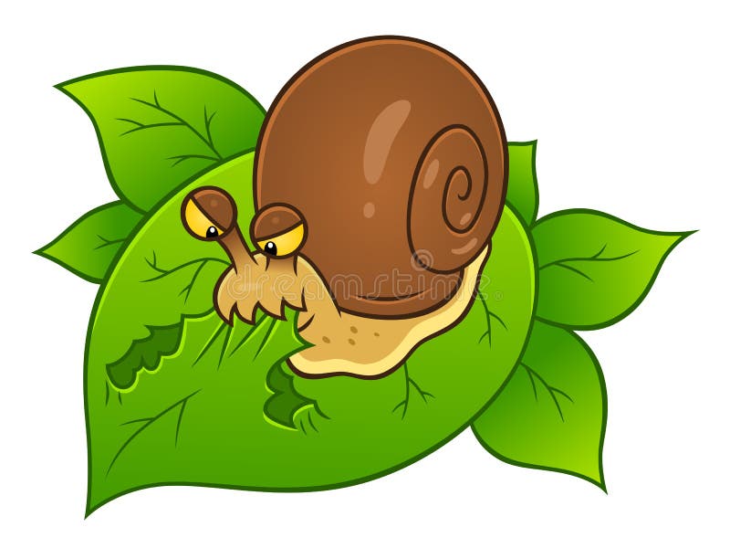 Snail pest eating leaves stock vector. Illustration of bite - 92880330