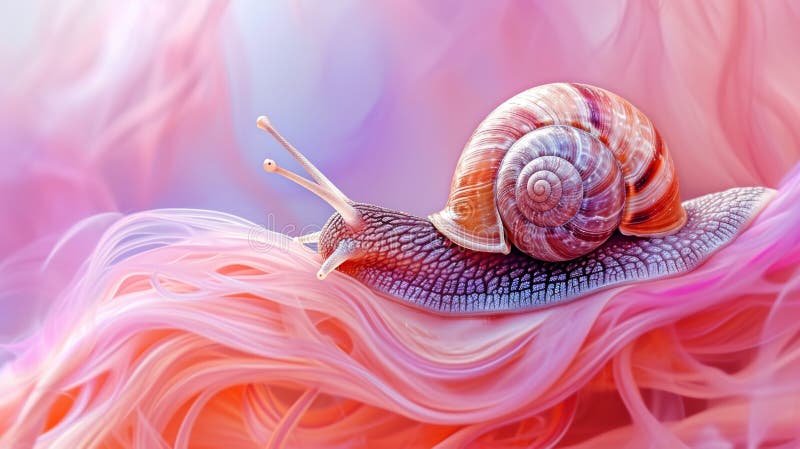 Snail on Pink Background. 3d Rendering, 3d Illustration Stock ...