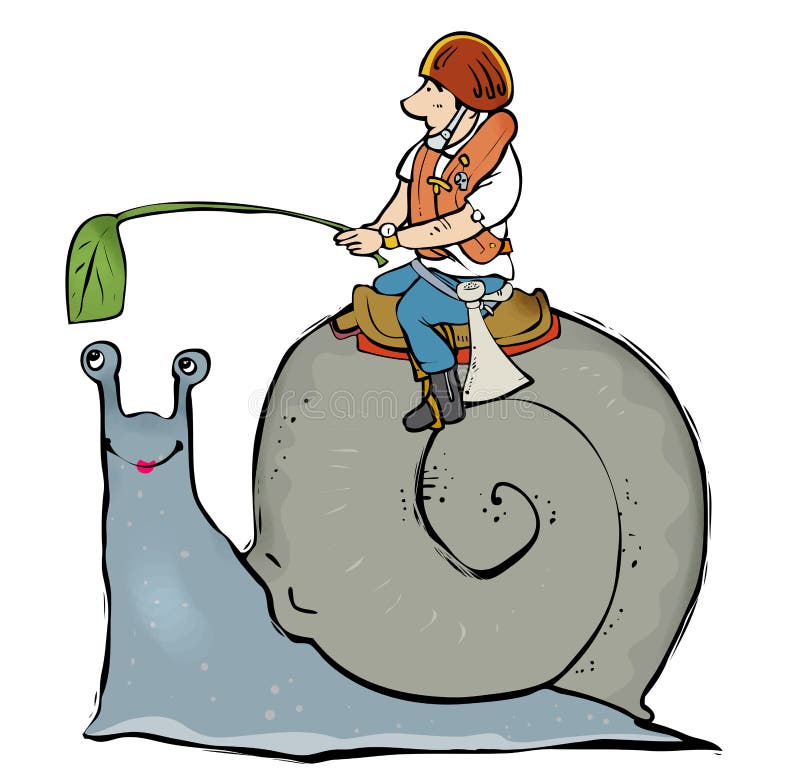 Stick Figures are Making a Snail Race Stock Vector - Illustration of ...