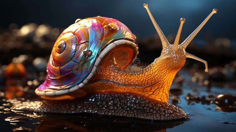 Snail with Rainbow Shell. Cute Snail Character with Rainbow Shell ...