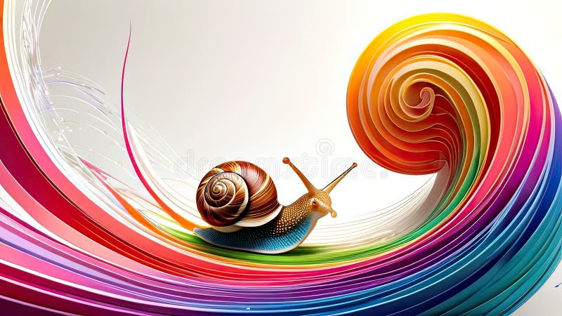 Snail on a Rainbow Wave. stock illustration. Illustration of bright ...