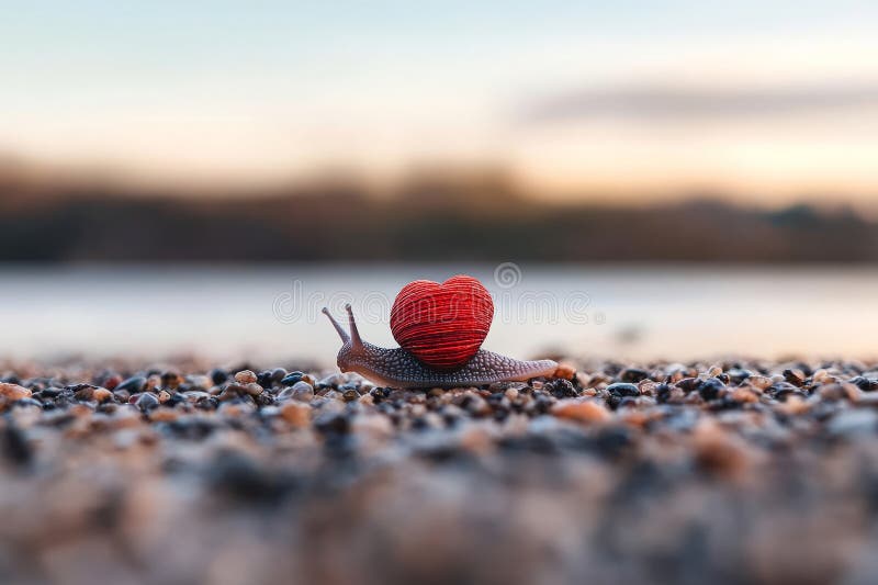 Snail with a Red Heart Shaped Shell Stock Photo - Image of love, heart ...