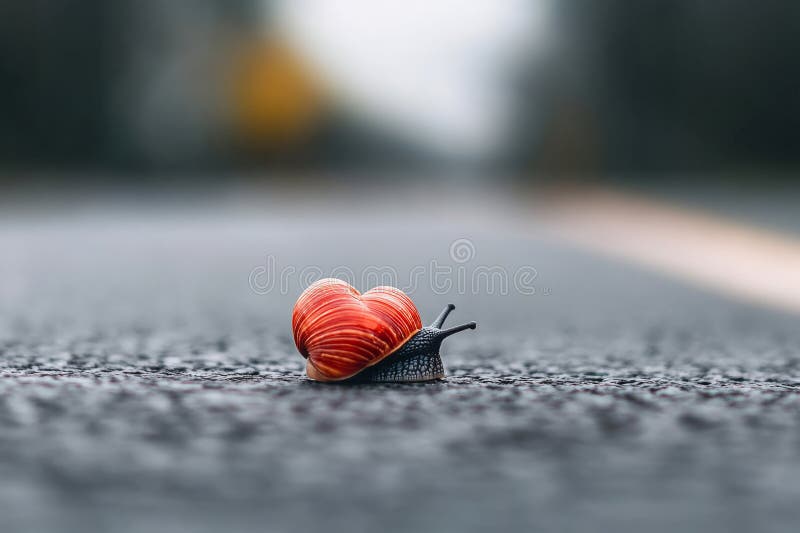 Snail with a Red Heart Shaped Shell Stock Image - Image of sweet ...