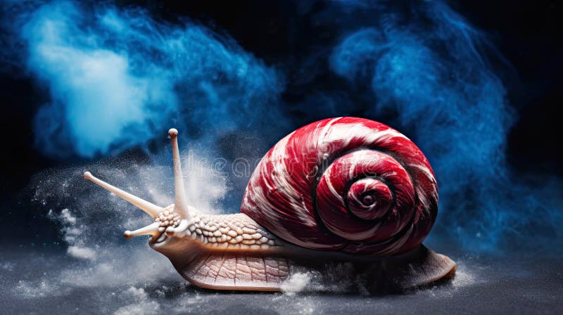 Snail with Red and White Shell in a Cosmic Setting, Surreal Nature and ...