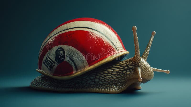 Snail with Retro Racing Helmet, Digital 3D Render Stock Illustration ...