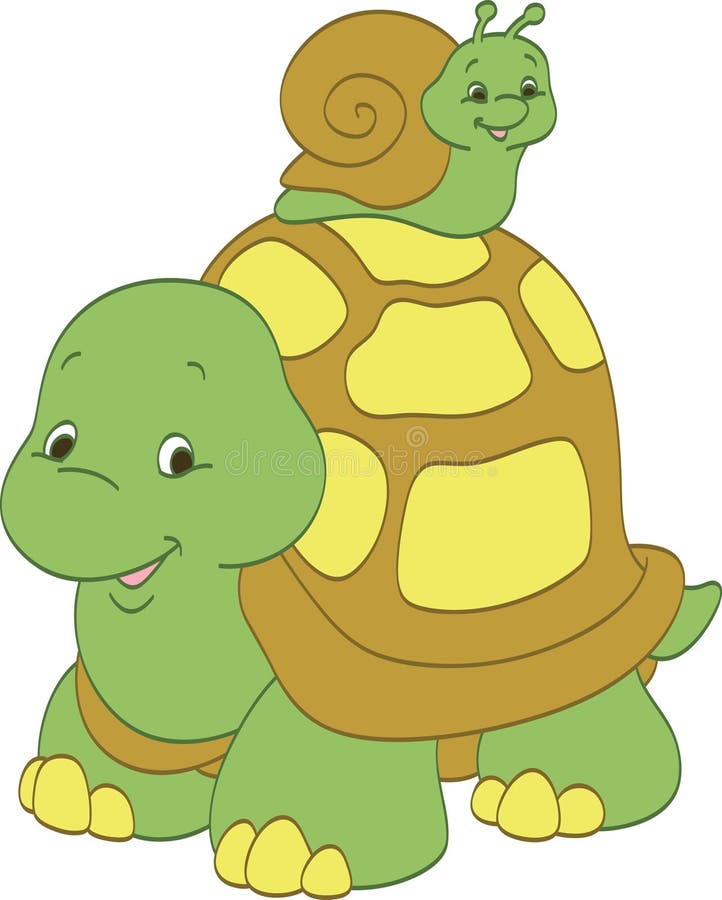 Snail Riding a Turtle stock vector. Illustration of shell - 25766895